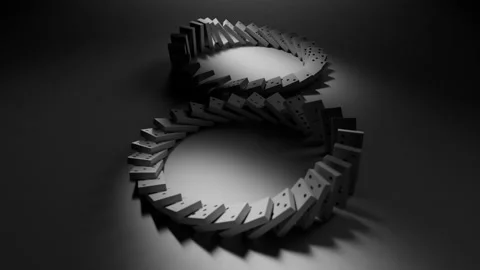 Infinite domino fall loop. Endless colid... | Stock Video | Pond5