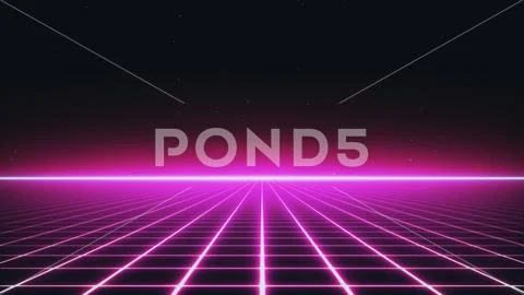Infinite Laser Wireframe Grid. Retro 80s Synthwave Background ...