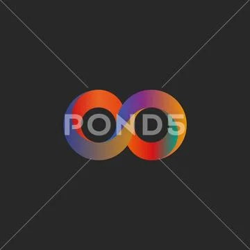 Infinity symbol, geometric shape colorful illusion, mockup tech logo ...