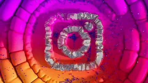 The inflatable Instagram logo emerges fr... | Stock Video | Pond5