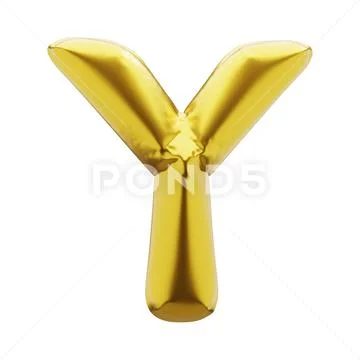 Inflatable letter Y in golden color. Inflatable symbols of golden color ...