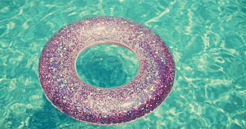 Inflatable ring for swimming pool, Pink ... | Stock Video | Pond5