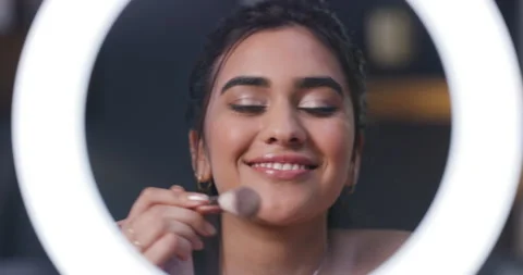 Influencer, blush and face of woman with... | Stock Video | Pond5