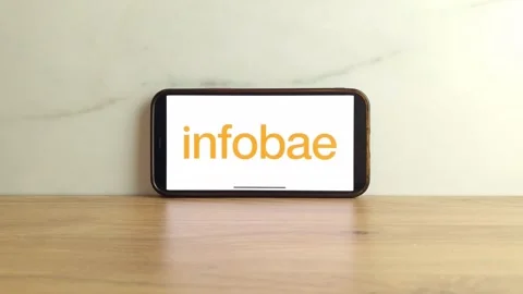Infobae logo displayed on mobile phone | Stock Video | Pond5