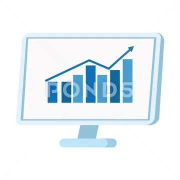 Infographic bars chart with increase arrow in computer vector design: Graphic #135686681