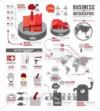 Infographic business world industry factory template design . concept ...