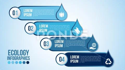 Infographic eco water blue design elements process 4 steps or options ...