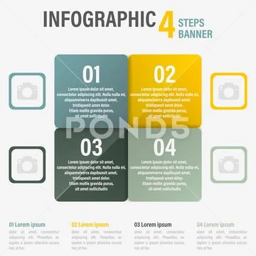 Infographic four steps vector banner. Illustration #73437920