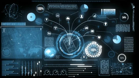 Infographic HUD Screen with Smartphone | Stock Video | Pond5