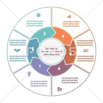 Infographic numbered six position Area chart Illustration #64294604