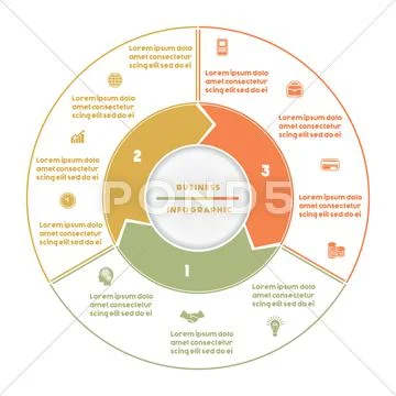 Infographic numbered three position Area chart: Royalty Free #64294934