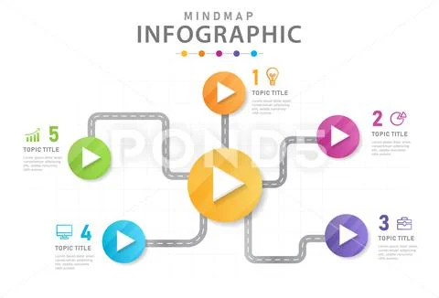 Infographic vector 5 Steps Modern mindmap diagram with arrows ...