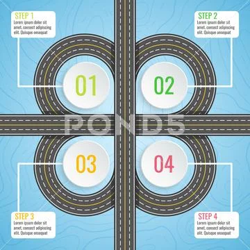 Infographics template with clover road map. Top view vector elements ...