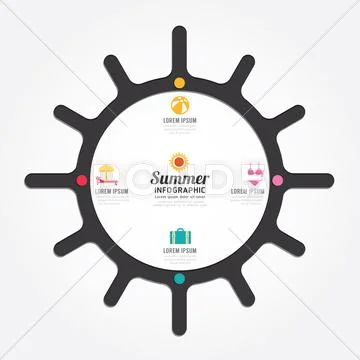 Infographics vector sun design summer concept diagram line style ...