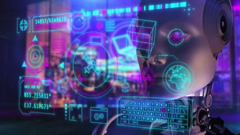 Infographics on the virtual panel in fro... | Stock Video | Pond5