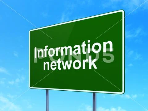 Information concept: Information Network on road sign background ~ Clip ...