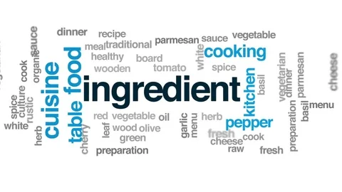 Ingredient animated word cloud, text des... | Stock Video | Pond5