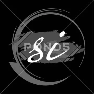 Initials S I modern handwritten signature logo: Royalty Free #137341730