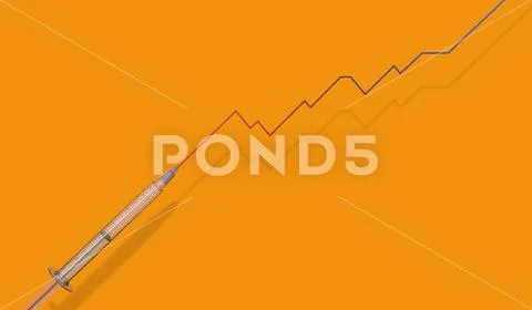 The injection needle of a syringe forms an ascending line diagram ...
