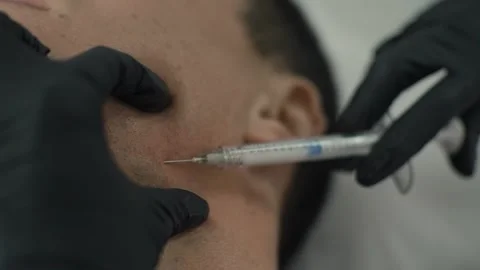 Injection Needle Syringe under the men F... | Stock Video | Pond5