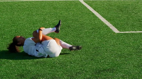 An injured female soccer player motions ... | Stock Video | Pond5