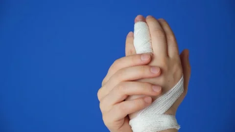 Injury to the finger, bandage on the arm... | Stock Video | Pond5