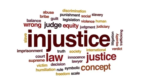 Injustice animated word cloud, text desi... | Stock Video | Pond5