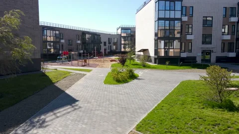 Inner courtyard of a residential complex... | Stock Video | Pond5