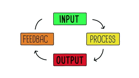 Input Process Output Feedback Diagram Co... | Stock Video | Pond5