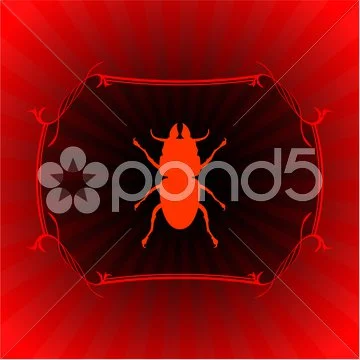 Insect on red frame background: Graphic #66485985
