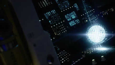 Insert shots of the warship's cockpit sc... | Stock Video | Pond5