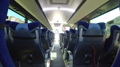 Inside Bus Cabin Blue seats of Dubai Loc... | Stock Video | Pond5