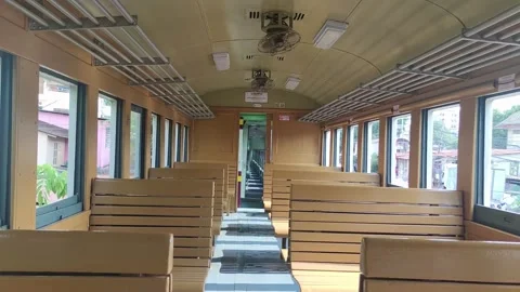 Inside Cabin on Vintage Train at Railway... | Stock Video | Pond5