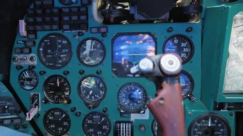 Inside the cockpit of the Mi-24 military... | Stock Video | Pond5