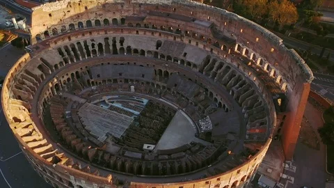 Colosseum Rome Italy. Aerial Roman Coliseum On Sunrise. ~ Stock Video ...