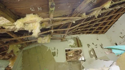 The inside of a destroyed house with col... | Stock Video | Pond5