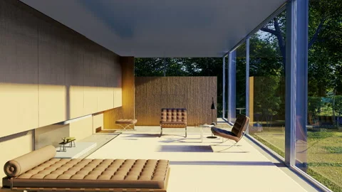 Inside Edith Farnsworth House, Ludwig Mi... | Stock Video | Pond5