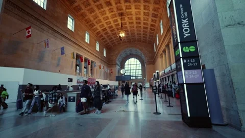 Inside grand hall in Toronto Union Stati... | Stock Video | Pond5