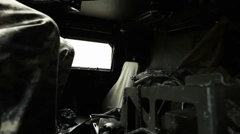 Inside a Humvee including the turret gun... | Stock Video | Pond5
