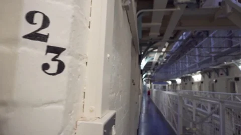 Inside Large Prison Block, Reveal Down L... | Stock Video | Pond5