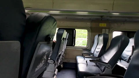 Inside moving Indian train with empty bl... | Stock Video | Pond5