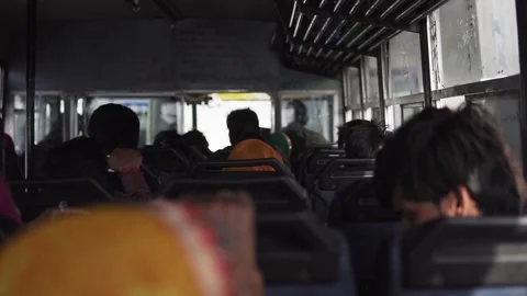 Inside of a moving public transport bus ... | Stock Video | Pond5