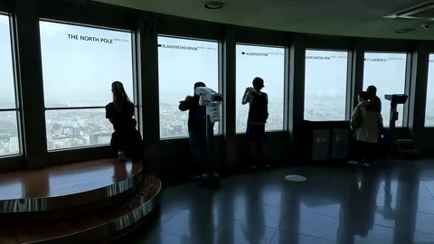 Inside the Namsan Seoul tower, a silhoue... | Stock Video | Pond5