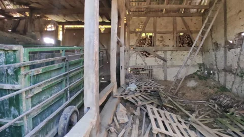 The inside of an old run down barn in Al... | Stock Video | Pond5
