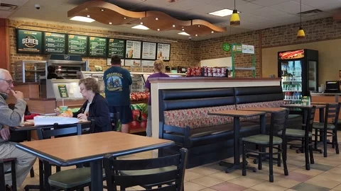 Inside of Subway Restaurant Building Foo... | Stock Video | Pond5