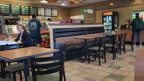 Inside of Subway Restaurant Building Foo... | Stock Video | Pond5