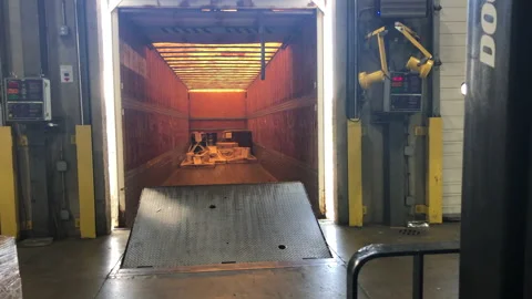 Inside of Trailer at Loading Dock Wareho... | Stock Video | Pond5