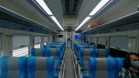 Inside train view from human eye angle w... | Stock Video | Pond5