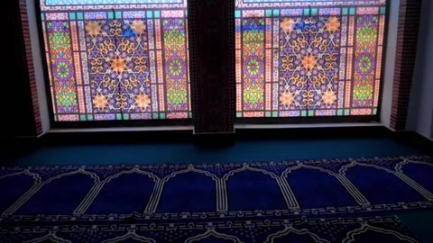 Inside view of beautiful mosque masjid o... | Stock Video | Pond5