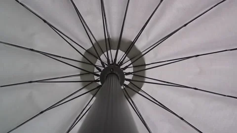 Inside view on closing garden umbrella | Stock Video | Pond5